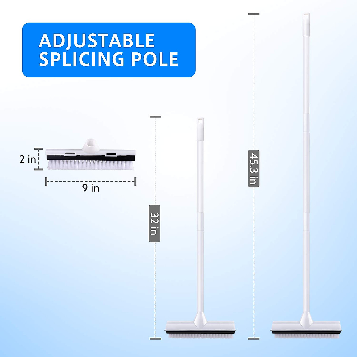 Shower Cleaning Scrubber Brush, 44 Inch Floor Scrub Brush with Long Handle - Large Deck Brushes for Scrubbing, Stiff Bristle Push Broom for Grout/Patio/Garage/Bathroom/Boat/Tile Floor and Concrete