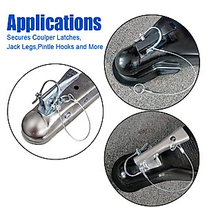 HILILON 5PCS Trailer Coupler Pin, 5/16-Inch Diameter x 1-3/4-Inch Long Prevents Loss, Plastic Coating Tether, Length 11-1/2" with Steel Quick Release Ring