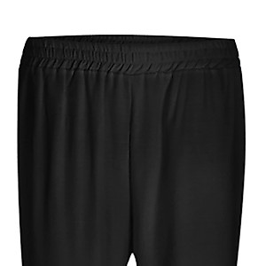 Bravetoshop Women's Summer Solid Color Elastic Waist Pants Casual Baggy Jogger Workout Trousers (Black,L)