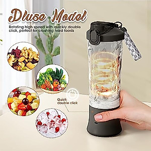 Portable Blender, Personal Blender for Shakes and Smoothies, 20 Oz Mini Smoothies Blender to Go, USB Rechargeable Blender Cup with Travel Lid for Home, Office, Travel