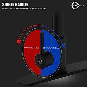 Casavilla Touchless Kitchen Faucet, Black, with Soap Dispenser and Deck Plate, Motion Sensor Smart Activated Single Handle Stainless Steel Sink Faucets, 18IN/48CM Tall