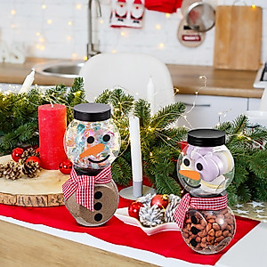 Jingmore 36 Pcs Plastic Candy Jars for Christmas Party Favors Snowman Christmas Candy Jars with Lids Clear Xmas Cookie Jar Container Chocolate Storage Jar with Stickers, Ribbon for Marshmallow Gift
