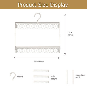 2-Pack Socks Drying Rack with 34 Clips Each, Space-Saving Hanger for Drying Socks and Underwear (2 Tier)