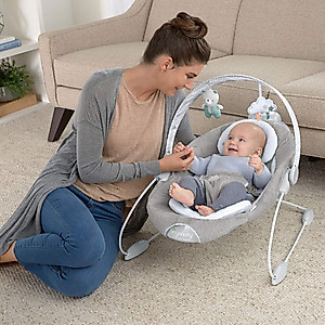 Ingenuity SmartBounce Automatic Baby Bouncer Seat with White Noise, Music, -Toy Bar & 2 Plush Infant Toys, 0-6 Months Up to 20 lbs (Pemberton)