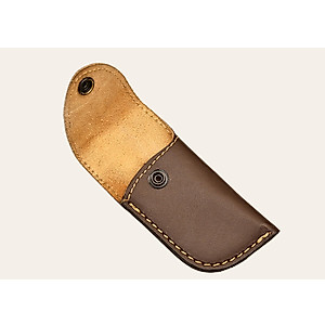 5" Genuine Leather Knife Holster with Belt Buckle – Holding Sheath for Pocket Knives, Folding Knife- Compact Draw EDC Knife Holster Belt – Brown, Camping, Hunting, and Outdoors.
