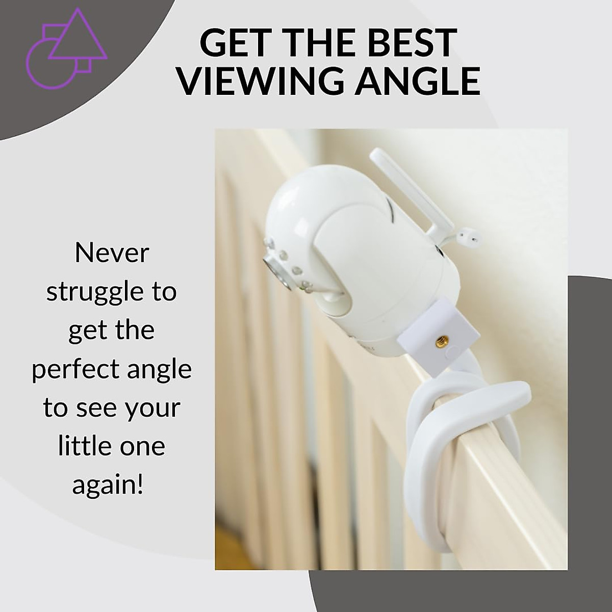 Pay's Place Universal Baby Monitor Mount, Longer White Flexible Silicon Baby Camera Mount, Ideal Baby Monitor Holder to Crib Bassinet Playpen, Baby Monitor Stand, Compatible w/Infant Optics Mount