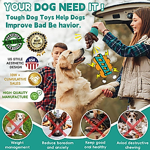 DBF Dog Chew Toys for Aggressive Chewers - Wild Boar Indestructible Dog Squeak Toy with Bacon Flavor, Durable Heavy Duty Dog Toys, Tough Nylon Dog Bones Toys for for Large Medium Breed(Cyan)