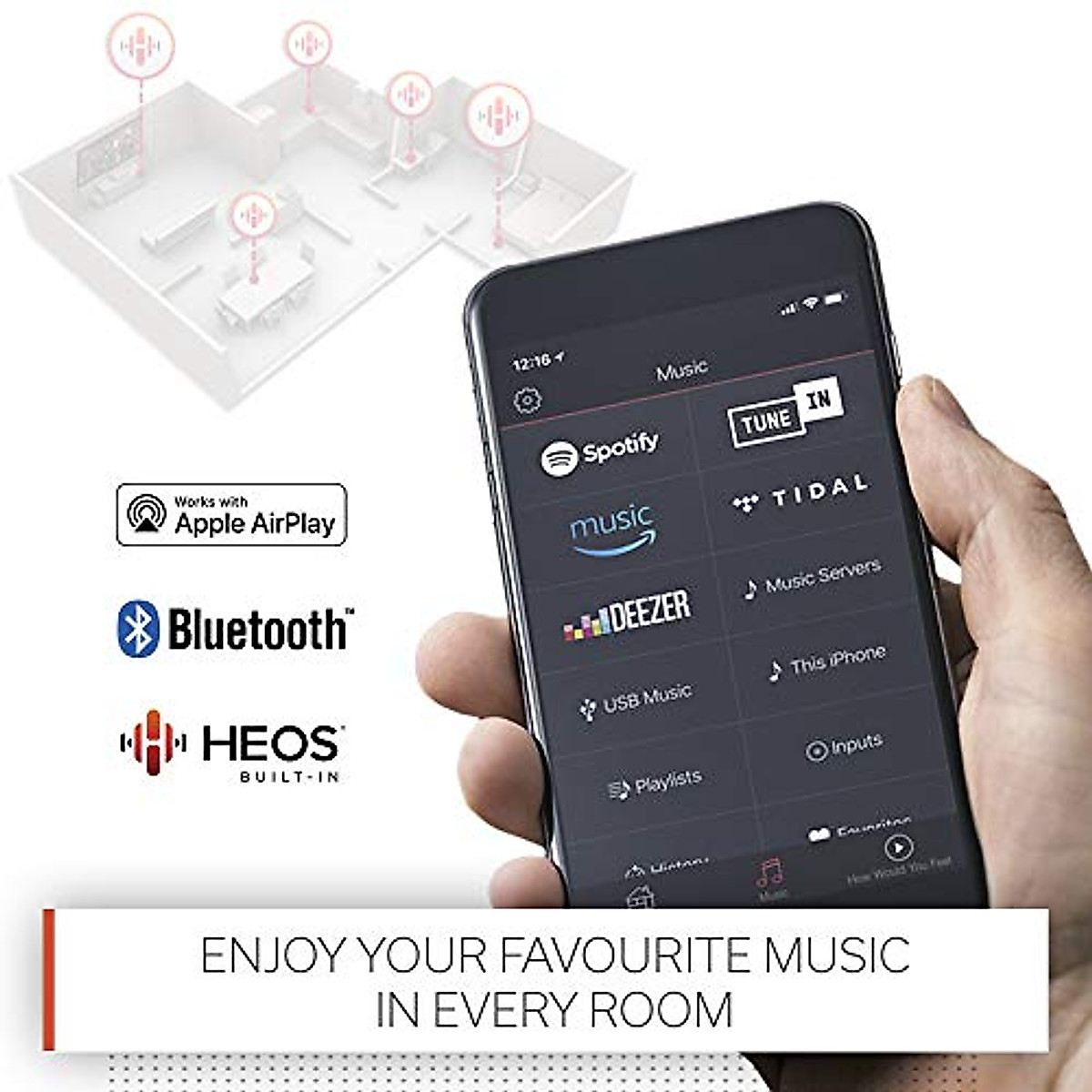 Denon AVR-S750H 7.2 Channel AV-Receiver, HiFi Amplifier, Alexa Compatible, 6 HDMI Inputs, 4K, Dolby Atmos & Vision, Bluetooth, Music Streaming, AirPlay 2, HEOS Multiroom