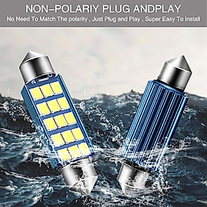 UGSHY 2 PCS Car LED Extremely Bright Bulbs, 1.6" 6000K 2835 Chipsets 1200LM Bulbs for LED Interior Dome Map Door Lights 211-2 212-2 569 6411 6451 41mm 42mm (White)