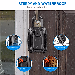 AMIR Key Lock Box Extra Large, Push Button Combination Lock Box for Keys Outdoor, Wall Mounted LockBox for House Keys with 12-Digit Combination Resettable Code, Key Hider Safe Box for Home Hotels