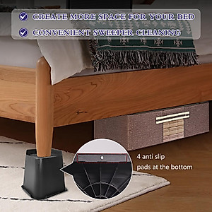 Sunifier Bed Risers 8 inch Heavy Duty, 4 Pack L Shape Furniture Risers 8 inch Support 5000LBs, Table Couch Risers, Oversized Lifts Risers for Dorm Beds Frame, Sofa, Chairs Legs (Black 4-Pack,8 inch)