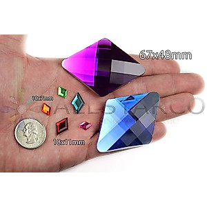 11x18mm Flat Back Diamond Acrylic Rhinestones Plastic Gems for Jewelry Making Costume Jewels Cosplay Embelishments - 35 Pieces (Red Ruby H103)