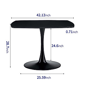 LABDIP Premium Mid Century Black Dining Table - Sturdy 42.1" Wood Top - Easy Assembly - Versatile 4-6 Seater Kitchen & Coffee Table Pedestal End Table