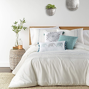 Levtex Home - Terrington Duvet Cover Set - King Duvet Cover (106 x 94in.) + Two King Pillow Cases (36 x 20in.) - Stripe White and Blue - Cotton