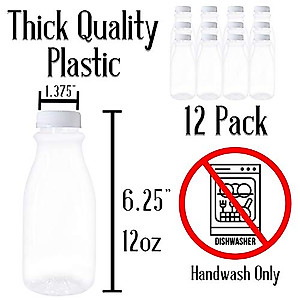 Upper Midland Products 12 oz Plastic Bottles with Lids, Jugs Plastic Milk Bottles For Parties Birthdays 12 Pack