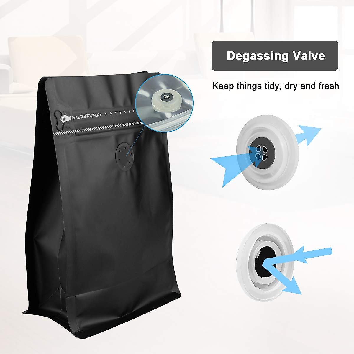 Coffee Bags 30 Pack Different Sizes 8oz 16oz 32oz Resealable Stand Up Zip Lock Pouches Airtight Food Storage Bags Coffee Bean Flower Tea Snack Dried Fruit Food with Degassing Valve (BLACK)