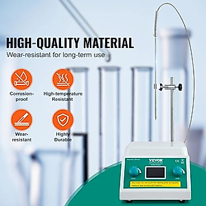 VEVOR Magnetic Stirrer Hot Plate, 500W Heating Power 2000ml Lab Stirrer 572°F/300°C 200-2000 RPM Digital Magnetic Stirrer with 7" Ceramic Coated Heating Plate Magnetic Mixing
