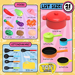 GILOBABY Play Kitchen Accessories, Play Food Sets for Kids Kitchen Playset with Pots and Pans Set, Cooking Utensils, Preschool Learning Education Toys for Toddlers, Birthday Gifts for Girls (Red)