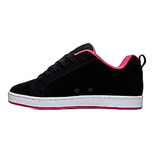 DC Shoes Women's Low-Top Sneakers, Black Pink Stencil, 8