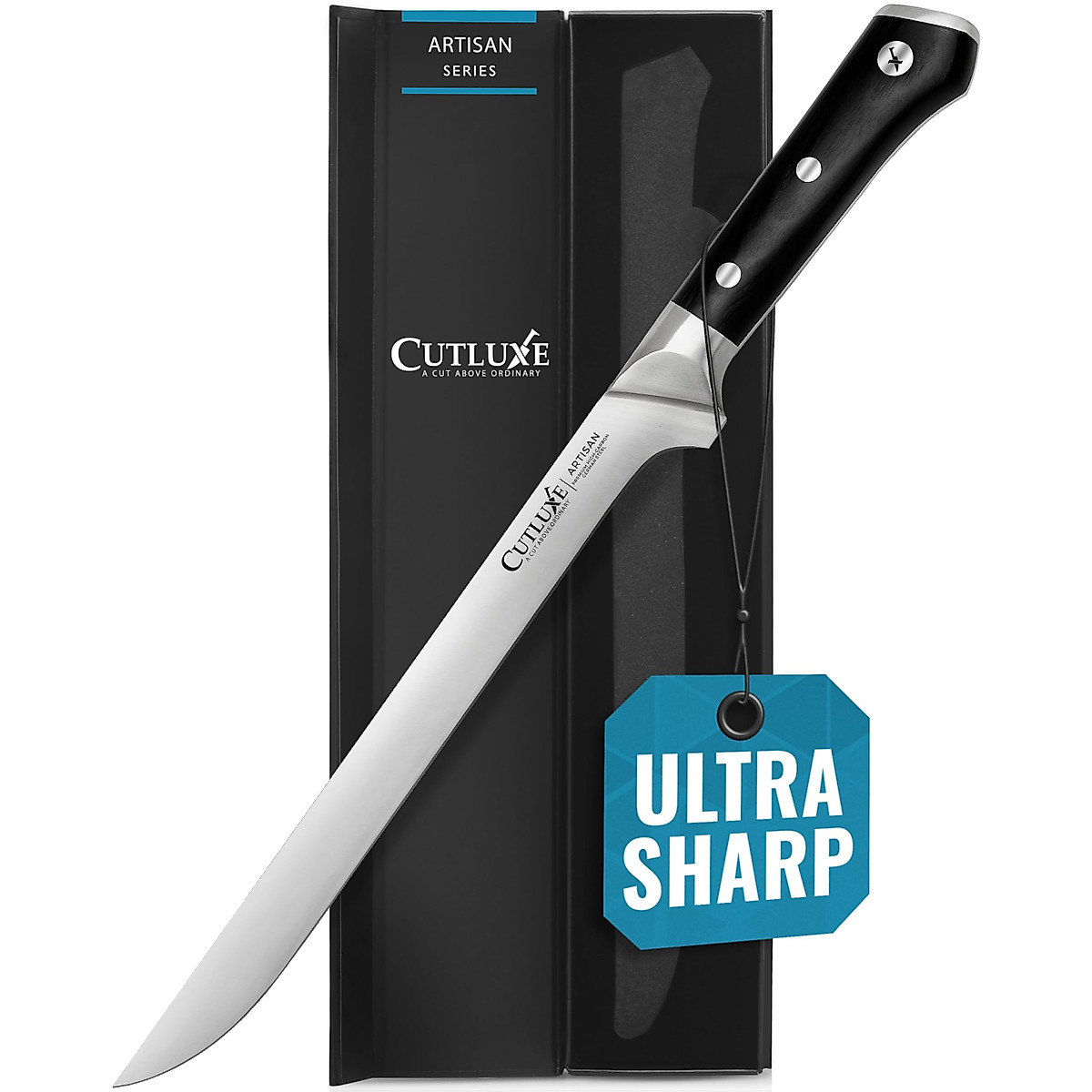 Cutluxe Ham Knife 10" - Spanish Style Meat Slicer, Carving Serrano Ibérico & Italian Prosciutto - Premium High Carbon Stainless Steel Blade - Ergonomic Handle - Artisan series