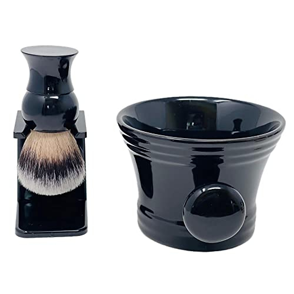 G.B.S Stylish Grooming Shaving Set for Wet Shaving Boxed Ceramic Black Shaving Soap Bowl/Mug with Knob Handle