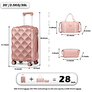 Somago Carry-On Hardside Lightweight 20-Inch Luggage Trolley Suitcase 4 Silence Spinner Wheels ABS, TSA Lock & Airline Approved