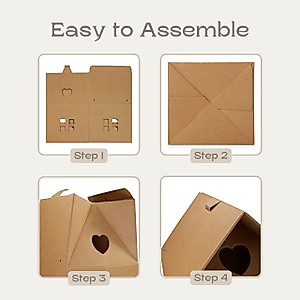 Boxes Craftory Pack of 5 House Shaped Gift Boxes (7.87 x 7.87 x 7.08 inch) - Mansion Boxes Ideal for Christmas Gift Boxes and Christmas Boxes for Treats | Red Christmas