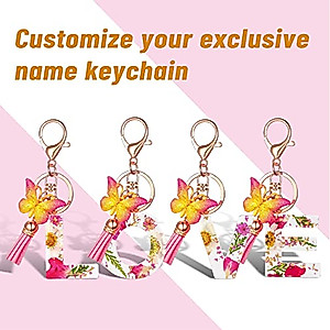 Suweibuke Cute Key Chains for Women Girls, Initial Letter Keychains with Tassel and Butterfly, Charms for Purse Backpacks Handbags Bags (A)