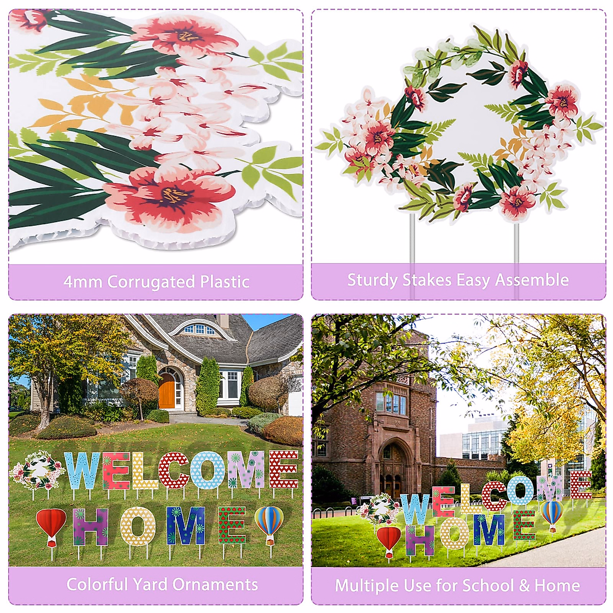 Thten 14 Pack 12 Inch Welcome Home Yard Sign with Stakes for New or First-Time Homeowners,Welcome a New Baby, Military, the Sick or Service Member Home Sign,Deployment Homecoming or Housewarming