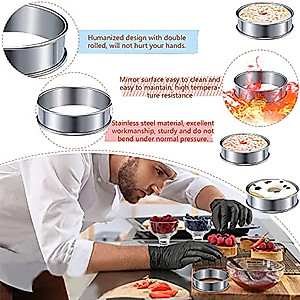 YOLOPLUS+ 3.15 Inch English Muffin Rings, 6PCS Double Rolled Stainless Steel Crumpet Tart Rings for Baking, Metal Pastry Ring Mold for Dessert Food Making Tool