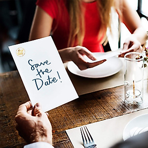 400 Pieces Save The Date Envelope Seal Sticker Party Invitation Label Sticker Gold Foil Transparent Stickers Round Self Adhesive Labels for Wedding Birthday Valentines Baby Shower, 1 Inch