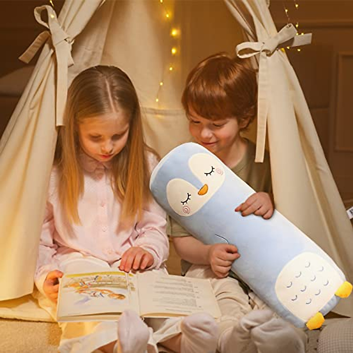 FJMY Long Stuffed Animal Plush Kawaii Body Pillow,Super Soft Hugging Plush Animal Gift for Girl Kid Birthday Valentine (Penguin,27.5in/70cm)