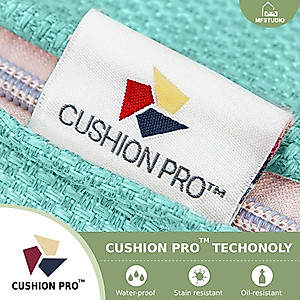 MFSTUDIO 12 Pieces Extra Large Wicker Patio Furniture Set, Rattan Outdoor Half-Moon Sectional Sofa Curved Patio Conversation Set, 8 x Curved Sofa, 2 x Armless Sofa, 2 x Ottoman(Aqua Blue Cushion)