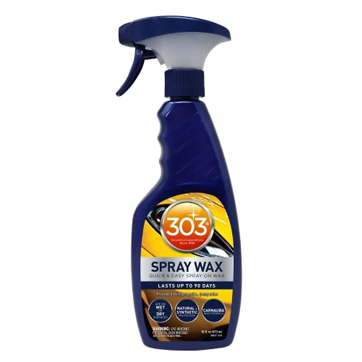 303 Spray Wax - Quick And Easy Spray On Wax - Lasts Up To 90 Days - Use On Wet Or Dry Surfaces - Natural And Synthetic Protection - Carnauba Wax Formulation, 16 fl. oz. (30217CSR) Packaging May Vary