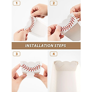 Fulmoon 60 Pcs Baseball Party Supplies 7 inch Baseball Party Paper Food Trays Hot Dog Trays Disposable Paper Serving Food Boats for Concession Carnival Condiment Movie Night Snack