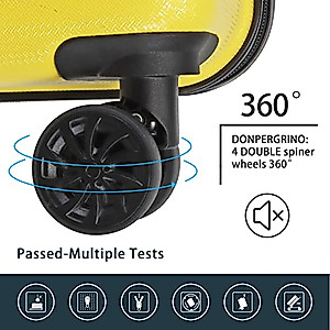 Aklsvion Luggage Sets 3 Piece(20/24/28)-Suitcase Set- Luggage with Wheels-PC + ABS Durable Lightweight Rotating hardshell suitcase 5PCS(Yellow)…