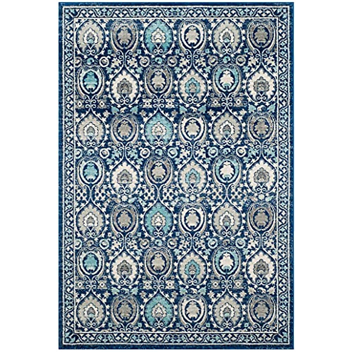 SAFAVIEH Evoke Collection 5'1" x 7'6" Blue/Ivory EVK251C Boho Non-Shedding Living Room Bedroom Area Rug