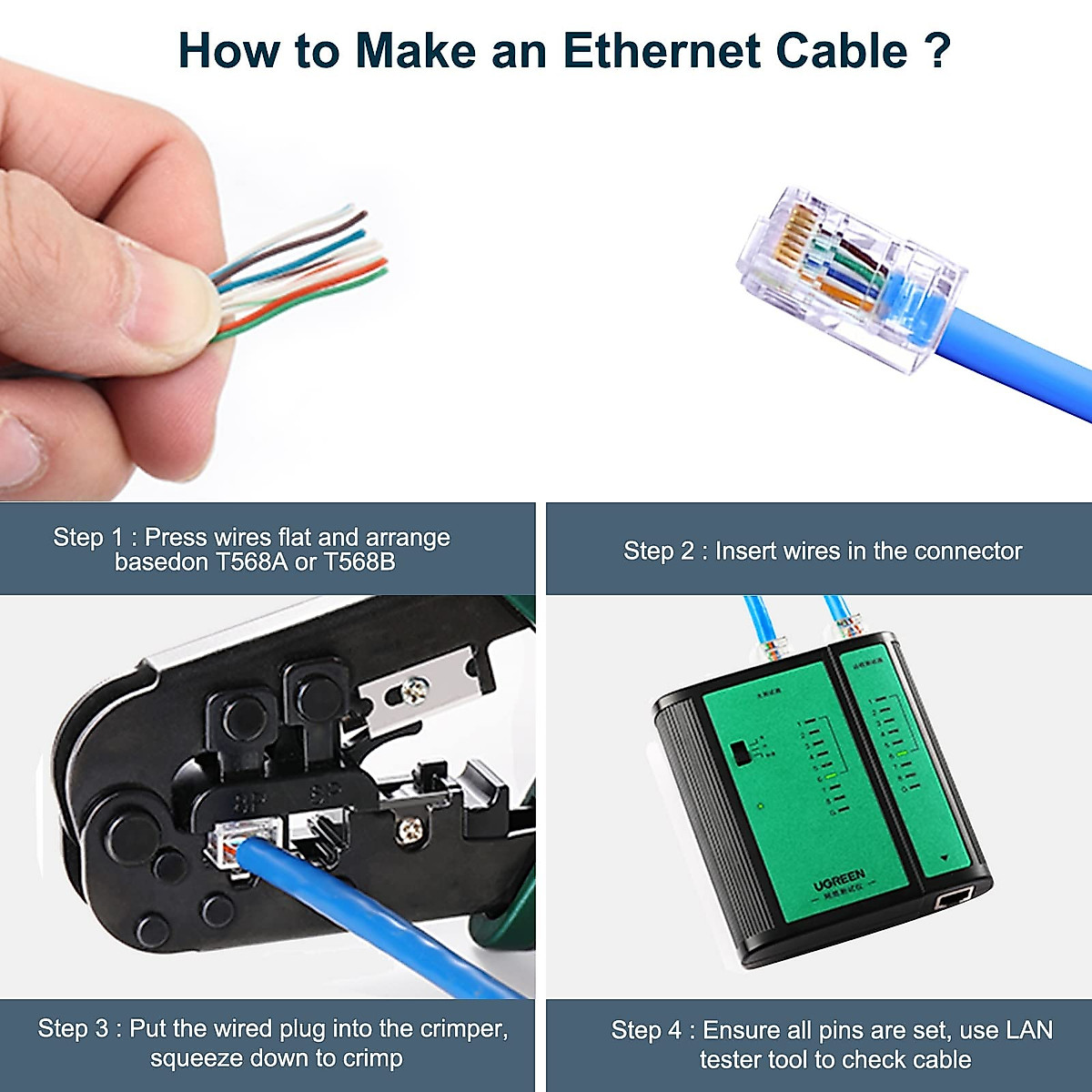 SHUXAG® RJ45 connectors, CAT6/CAT5e Connectors, 50 Sets of Ethernet CAT5e Cable Connectors, RJ45 Modular Plugs with 50 Sets of Strain Relief Boots, UTP Network Plug for Solid or Standard Cable