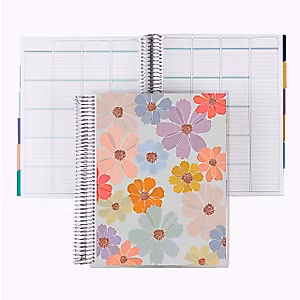 Undated Homeschool Planner 8.5" x 11" Platinum Spiral 12-Month. Colorful Cosmos Classic Cover by Erin Condren