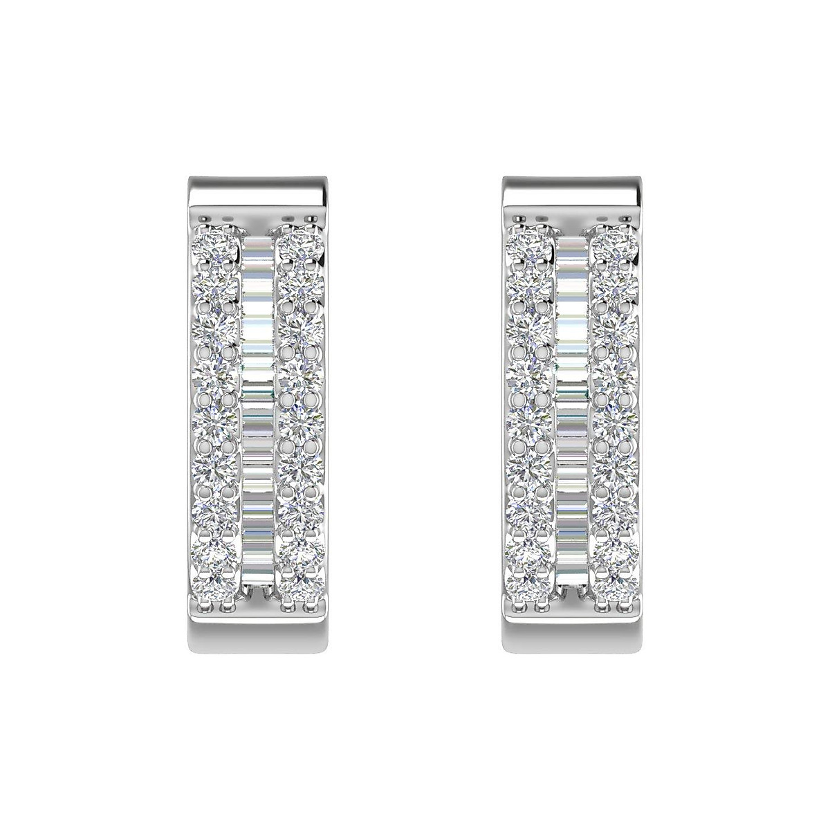 1/4 Carat Diamond Hoop & Huggies Earrings in 10K White Gold