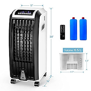 PETSITE Evaporative Air Cooler, 3-IN-1 Portable Air Cooler with Remote Control, 7.5-Hour Timer, 3 Modes, 3 Speeds, 2 Ice Packs, Swamp Cooler Air Conditioner for Bedroom, Home Office Dorms