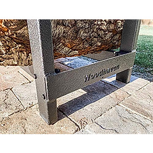 Woodhaven 8 Foot 1/2 Cord Firewood Log Rack With No Cover - Made In USA - Outdoor Use Lifetime Structural Warranty - Black Texture Powder Coat Finish - Made With Heavy Duty Steel (No Cover)