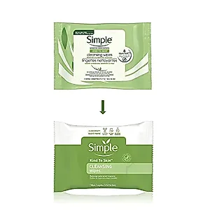 Simple Kind to Skin Cleansing Wipes Gentle and Effective Makeup Remover Micellar Free from color and dye, artificial perfume and harsh chemicals 25 Wipes