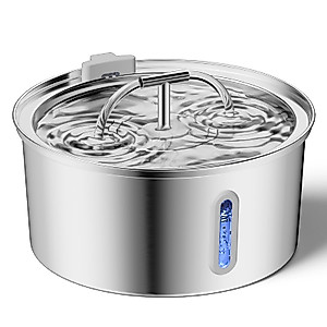 Cat Water Fountain Stainless Steel, 3.2L/108Oz Pet Water Fountain for Drinking, Automatic Metal Dog Water Dispenser Bowl with Quiet Pump, Dual-Stream, Filtration for Cats, Dogs, Multiple Pets Indoor