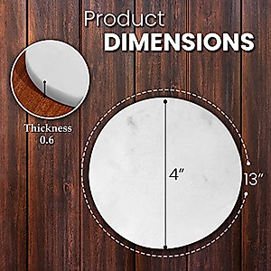 Mela Artisans Set of 4 Hand Crafted Marble Coasters - White, Round | Coffee Table Decor | Absorbent Keeping Surfaces Dry & Safe | Ideal for Wine Glasses, Water Cups or Beer Mugs