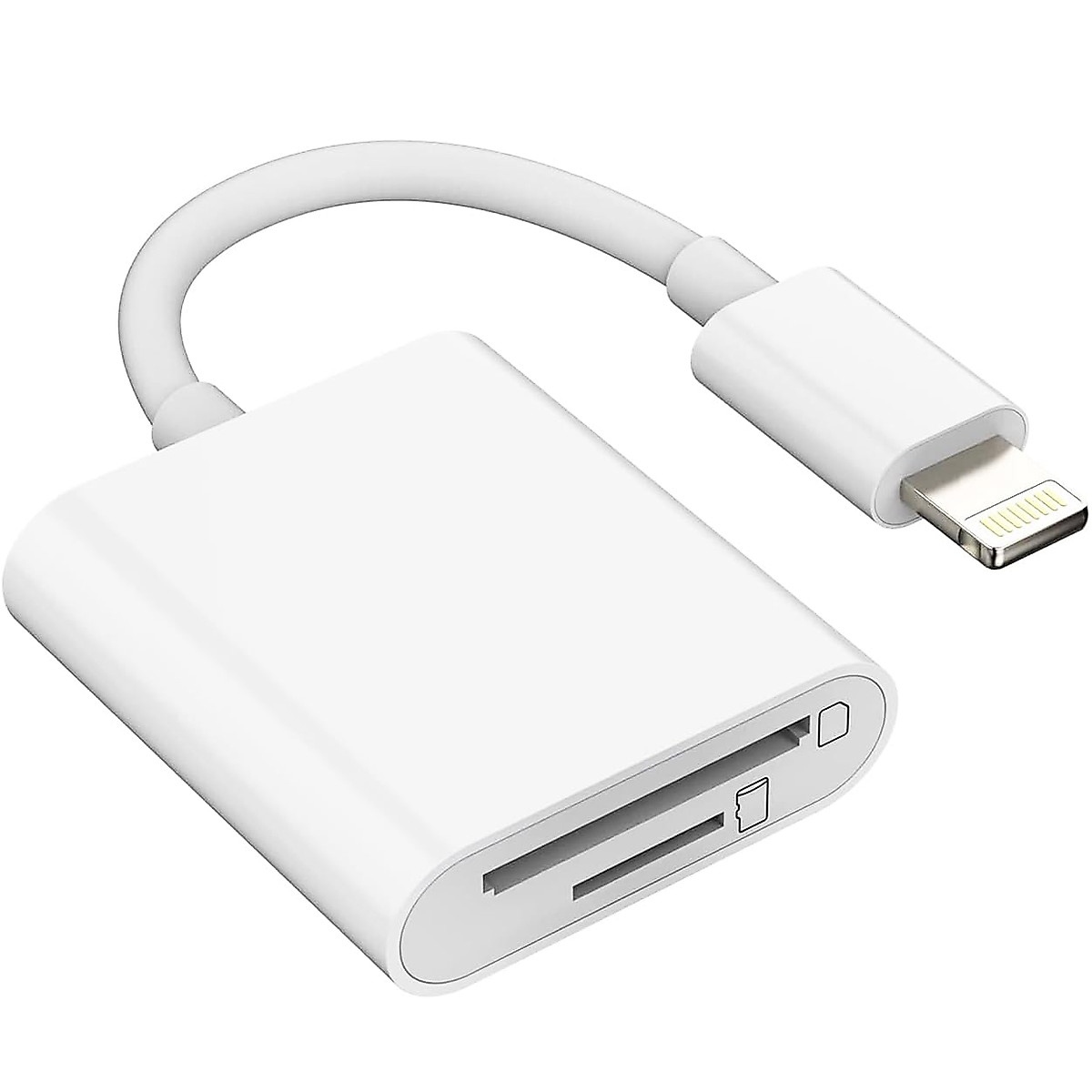 FIAHNG iPhone iPad Camera Memory Card Reader, Dual Slot SD TF Card Adapter, USB Type C, 4.8Gbps, Compact