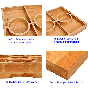 Spiretro Wood Serving Board, Small Sectioned Fruit Snack Platter, Food, Charcuterie, Dessert, Vegetable Appetizer Serving Tray, Cheese Board, Decorative Party Charger Plate,16.5” x 11” _Beige