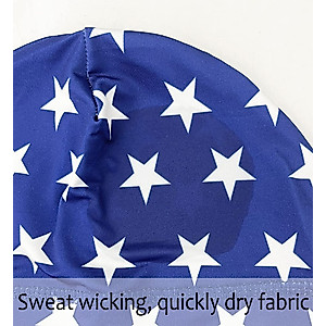 Sweat Wicking Skull Beanie Helmet Liner Running Hat Cycling Caps Cooling Cap US Flags Skullcap Liners Fits Under Motorcycle Helmets for Men and Women (Patriotic Pack)