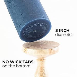 CANDWAX 3x8 Pillar Candle Set of 2 - Decorative Rustic Candles Unscented and No Drip Candles - Ideal as Wedding Candles or Large Candles for Home Interior - Dark Blue Candles