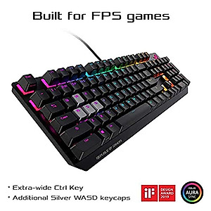 ASUS RGB Mechanical Gaming Keyboard - ROG Strix Scope Deluxe | Cherry MX Silent Red Switches | 2X Wider Ctrl Key for FPS Precision | Gaming Keyboard for PC (Renewed)